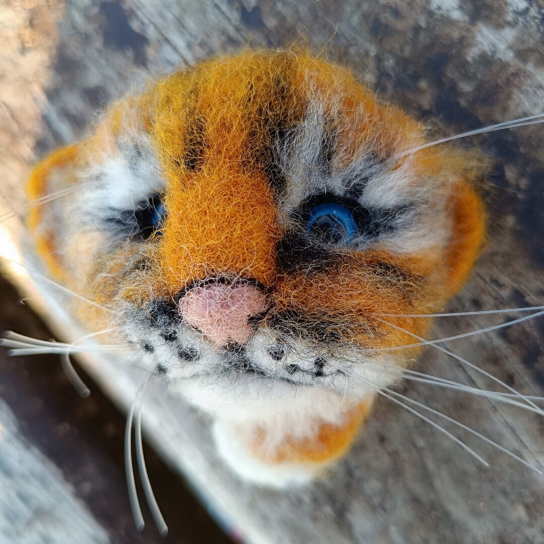 Brooch Tiger Cub Head Wool Handmade Felted Accessory Needle Felting Art ...