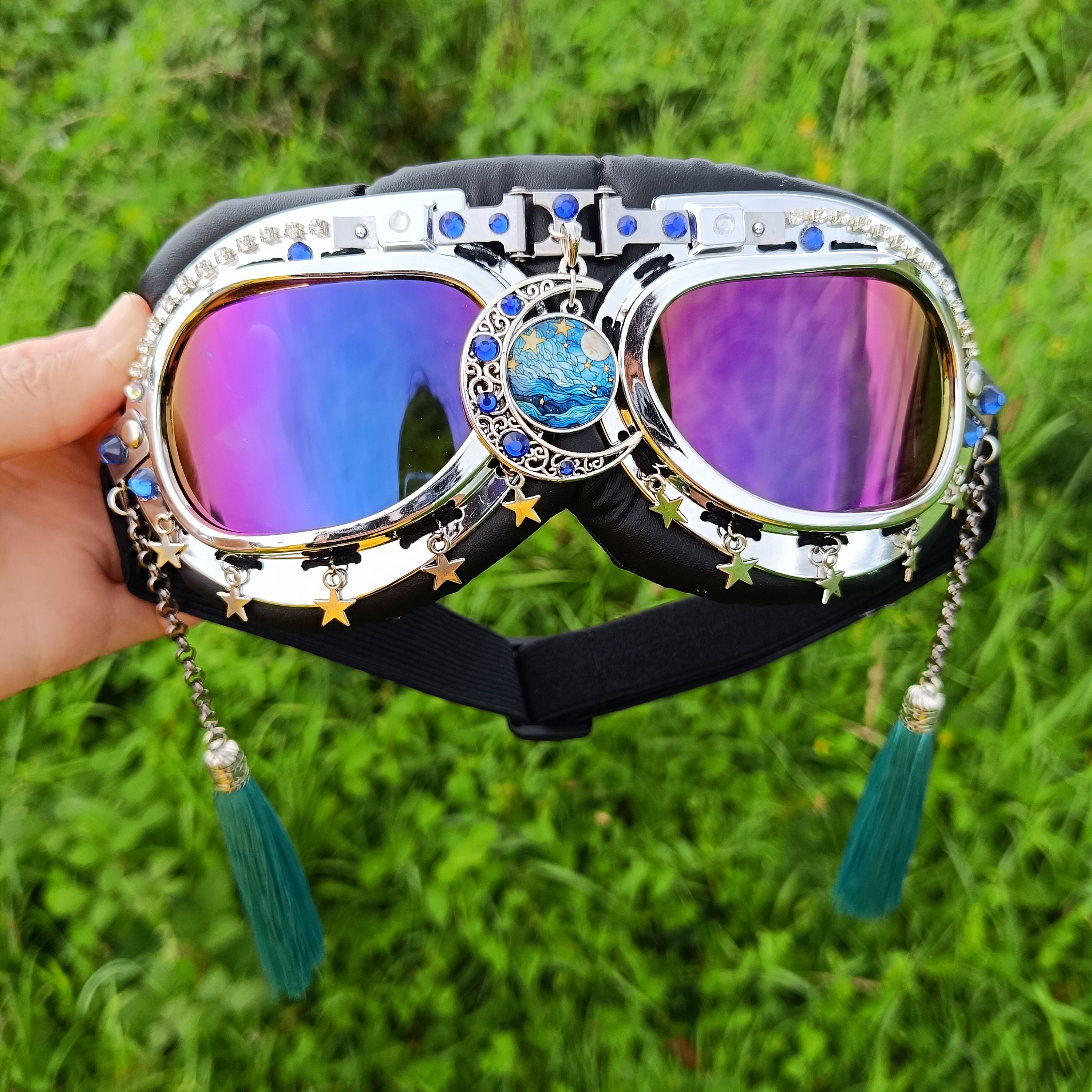 Goggles "moon" With Tassels Festival Outfit Burning Man Inspired Rave ...