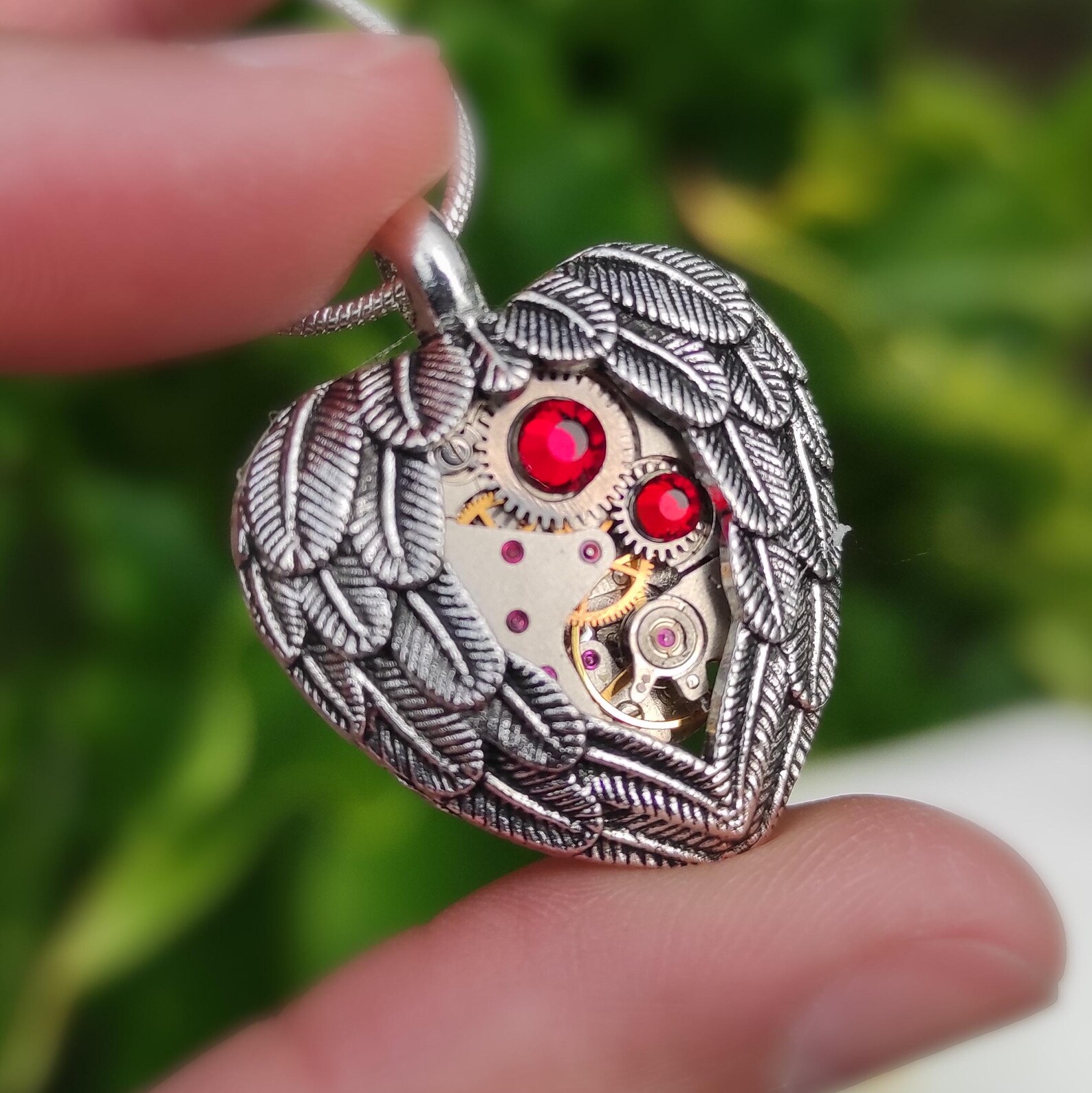 Steampunk Necklace Winged Heart With Vintage Mechanisms From a ...