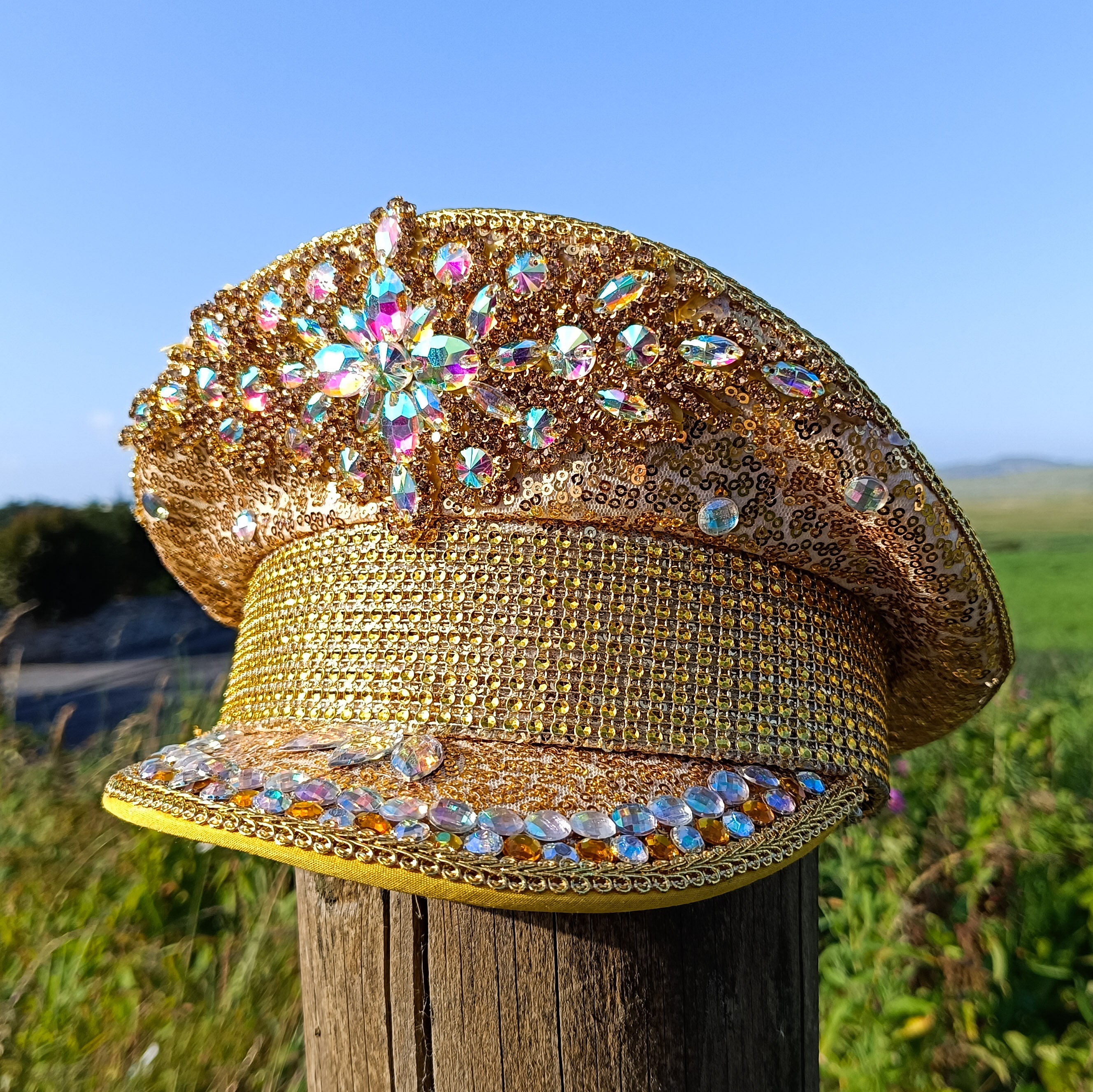 Festival Hat Gold Head Costume Burning Man Birthday DJ Women Men ...