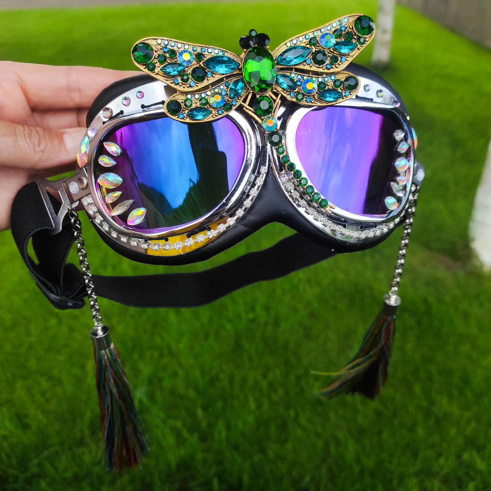 Goggles Dragonfly Burning Man Inspired Rave Tassels Costume Dust Mask ...