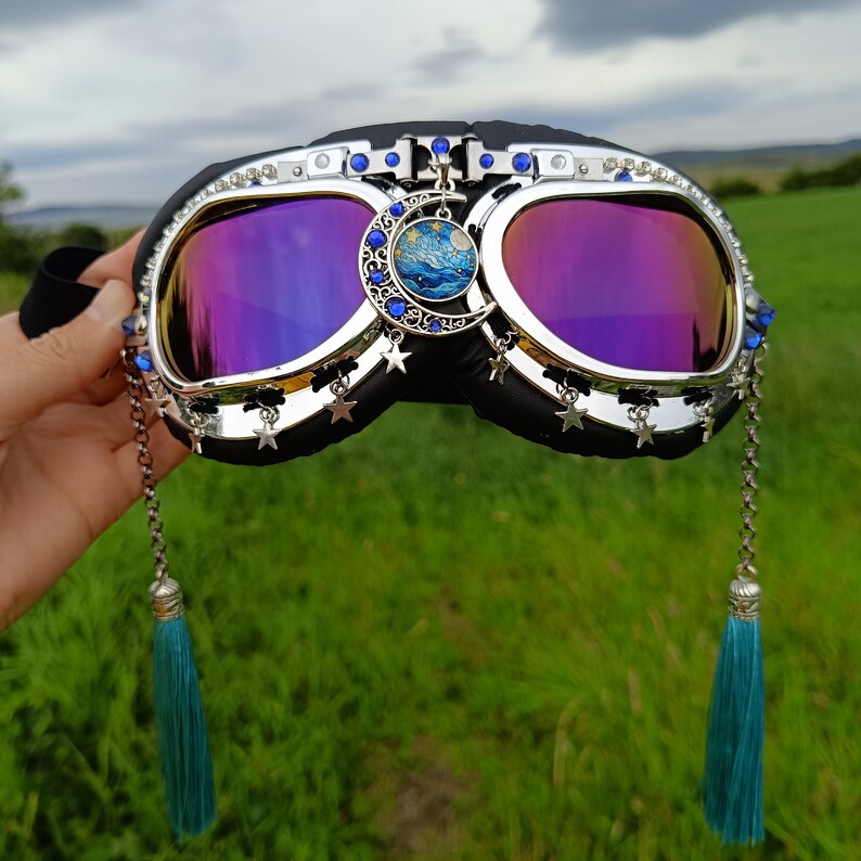 Goggles "moon" With Tassels Festival Outfit Burning Man Inspired Rave ...