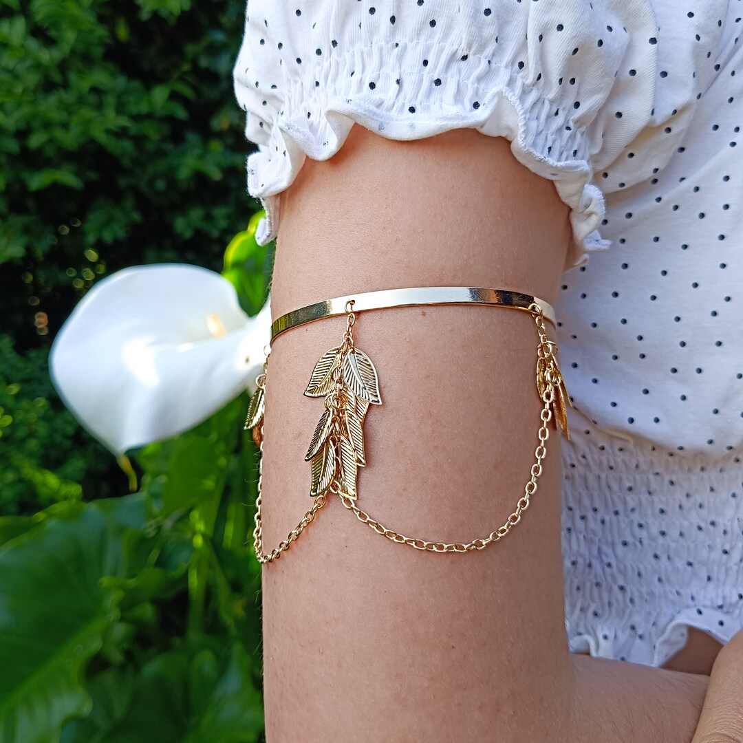 Arm Bracelet Cuff Street Clapping Bracelet With Leaf Tassel Chain ...