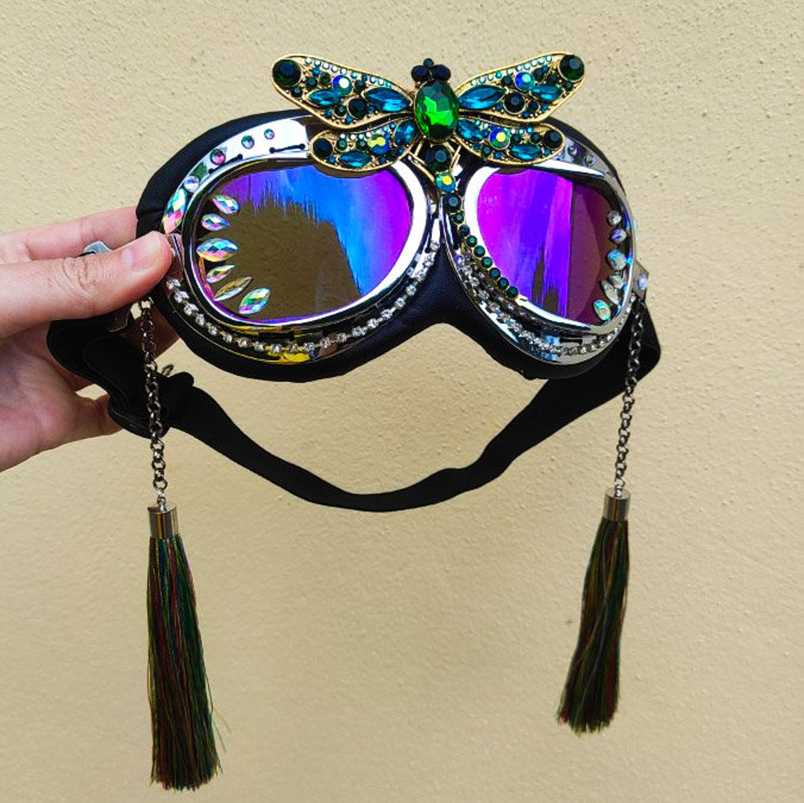 Goggles Dragonfly Burning Man Inspired Rave Tassels Costume Dust Mask ...