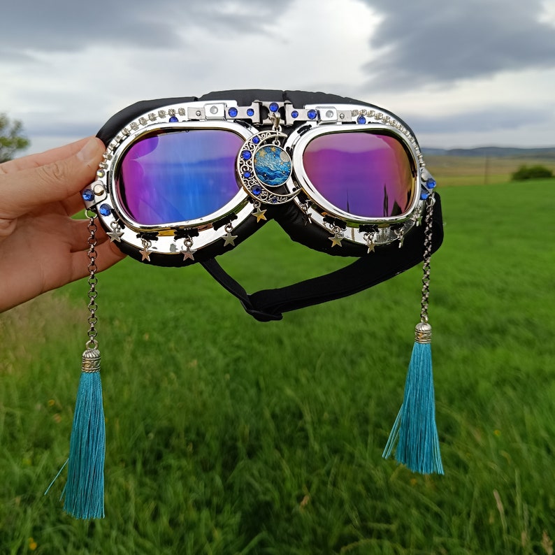 Goggles "moon" With Tassels Festival Outfit Burning Man Inspired Rave ...