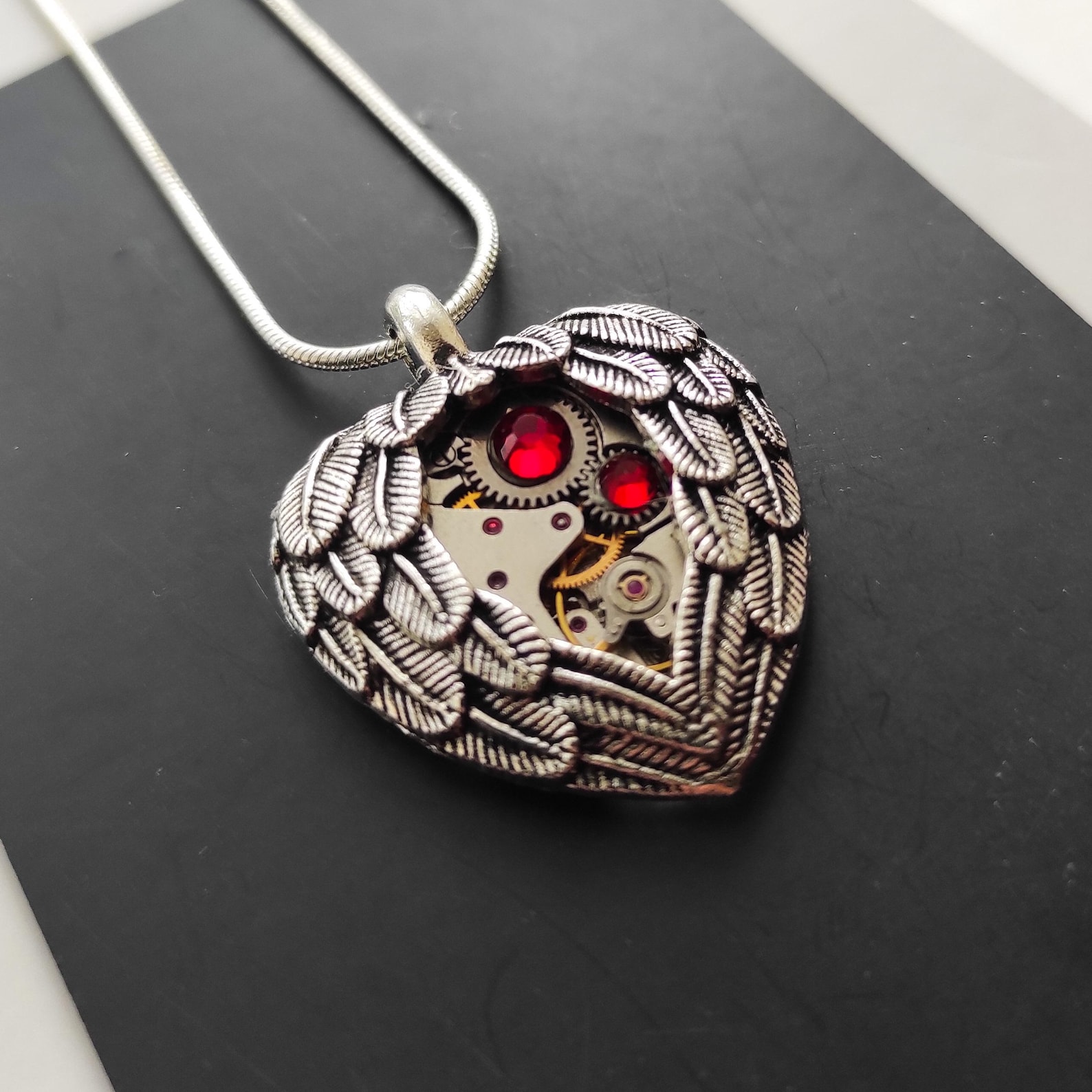 Steampunk Necklace Winged Heart With Vintage Mechanisms From a ...