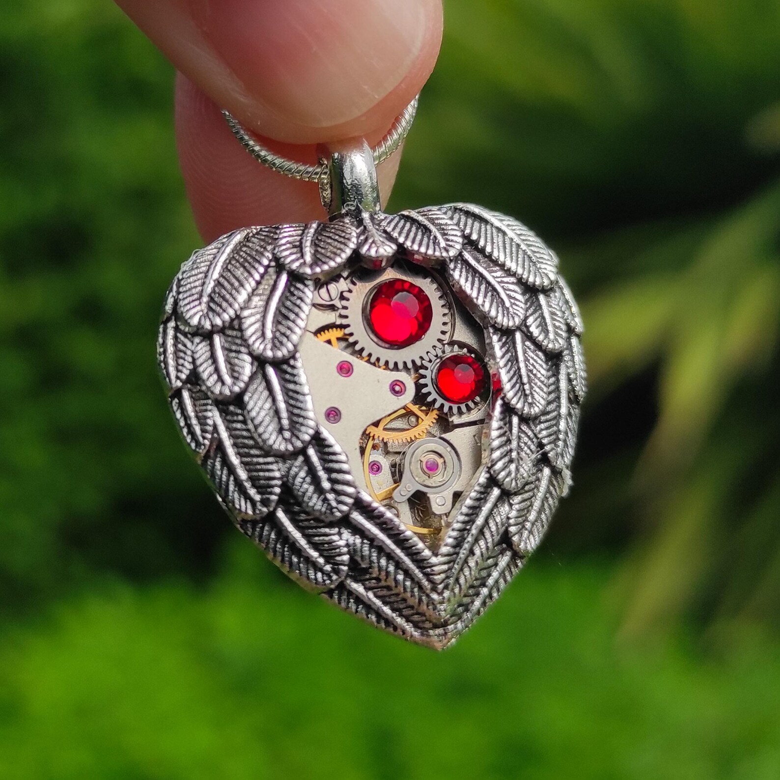 Steampunk Necklace Winged Heart With Vintage Mechanisms From a ...