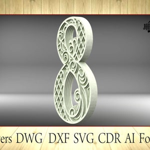 Multilayer Number 8 Home Decor, DXF, SVG, Ai, Cdr, Dwg Vector File ...