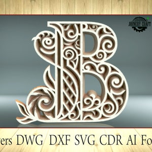 Multilayer Letter B, Home Decor, DXF, SVG, Ai, Cdr, Dwg Vector File ...