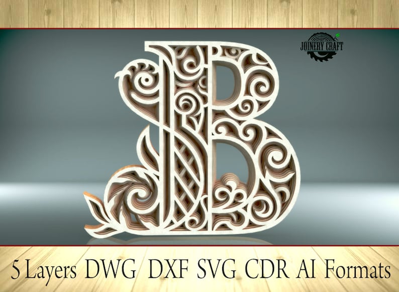 Multilayer Letter B Home Decor DXF SVG Ai Cdr Dwg Vector - Etsy