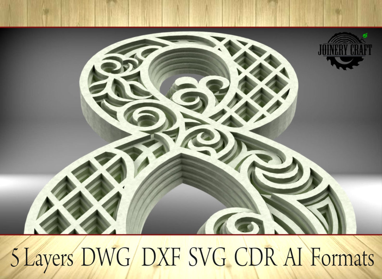 Multilayer Number 8 Home Decor DXF SVG Ai Cdr Dwg Vector - Etsy