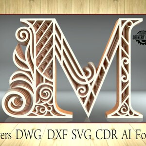 Multilayer Letter M, Home Decor, DXF, SVG, Ai, Cdr, Dwg Vector File ...