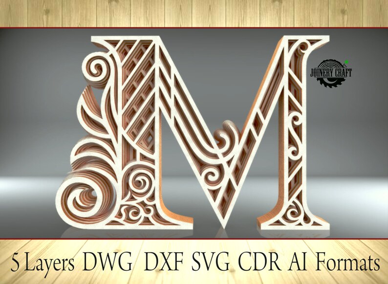 Multilayer Letter M, Home Decor, DXF, SVG, Ai, Cdr, Dwg Vector File ...