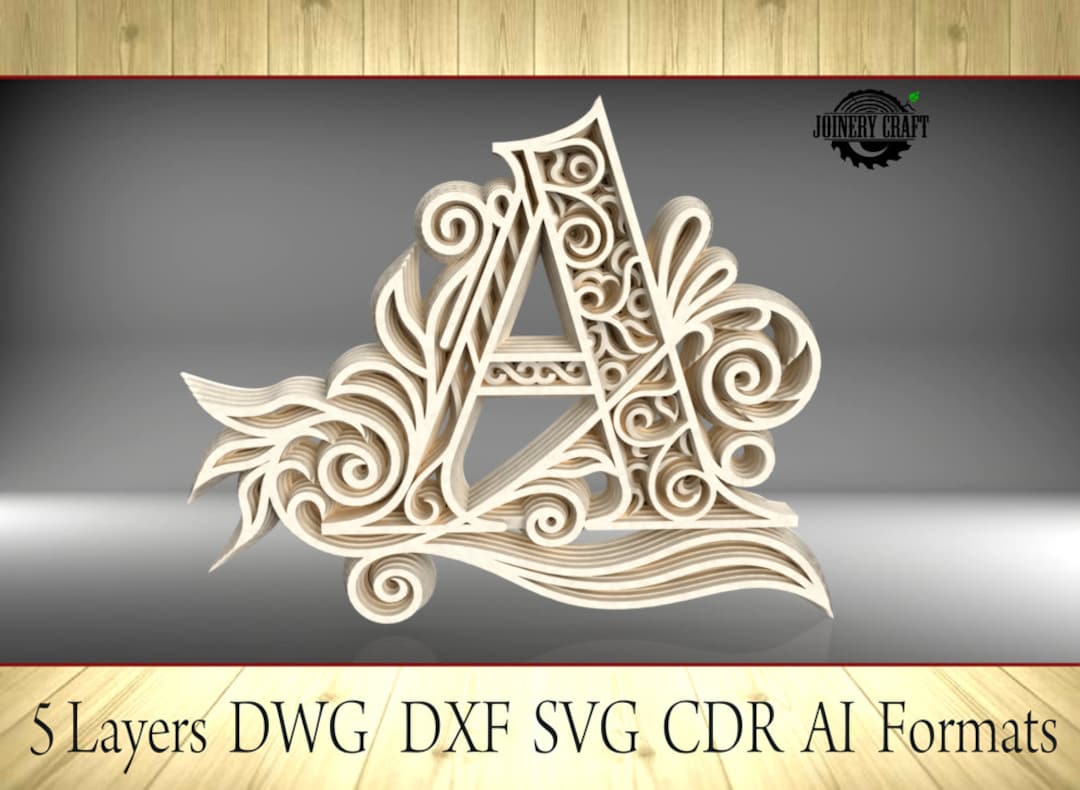 Multilayer Letter A, Home Decor, DXF, SVG, Ai, Cdr, Dwg Vector File ...