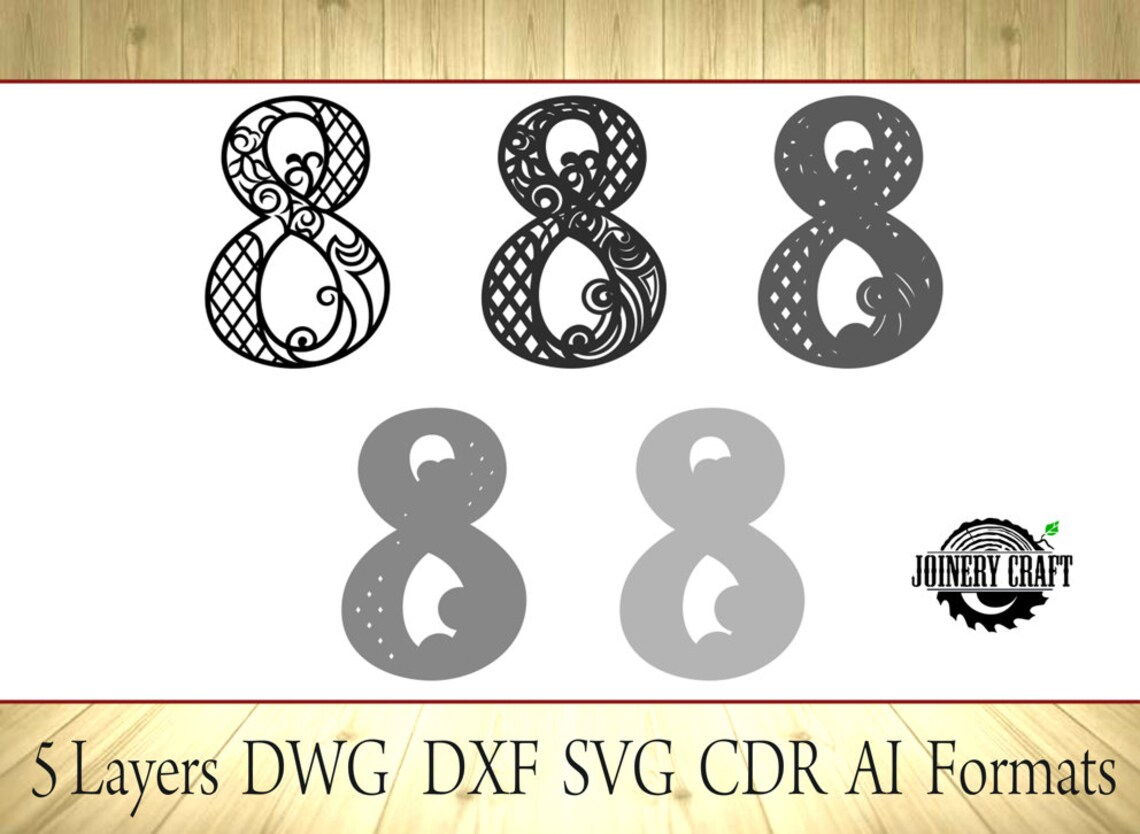 Multilayer Number 8 Home Decor DXF SVG Ai Cdr Dwg Vector - Etsy