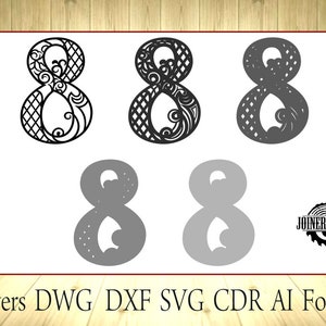 Multilayer Number 8 Home Decor, DXF, SVG, Ai, Cdr, Dwg Vector File ...