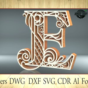 Multilayer Letter E, Home Decor, DXF, SVG, Ai, Cdr, Dwg Vector File ...