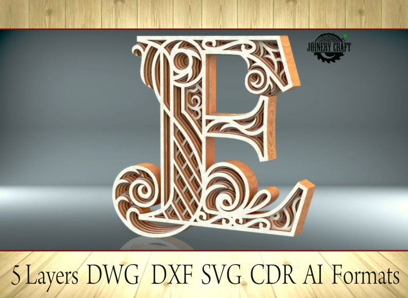 Multilayer Letter E Home Decor DXF SVG Ai Cdr Dwg Vector - Etsy