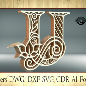 Multilayer Letter U, Home Decor, DXF, SVG, Ai, Cdr, Dwg Vector File ...