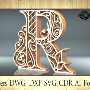 Multilayer Letter R, Home Decor, DXF, SVG, Ai, Cdr, Dwg Vector File ...