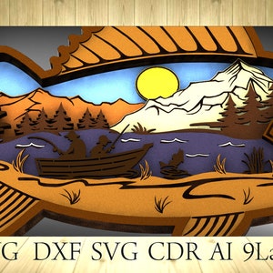 Multilayer Fish Mandala 9 Layers for Laser and Cutter Machines, Home ...