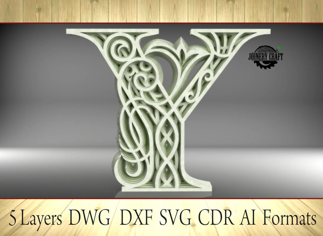 Multilayer Letter Y, Home Decor, DXF, SVG, Ai, Cdr, Dwg Vector File ...