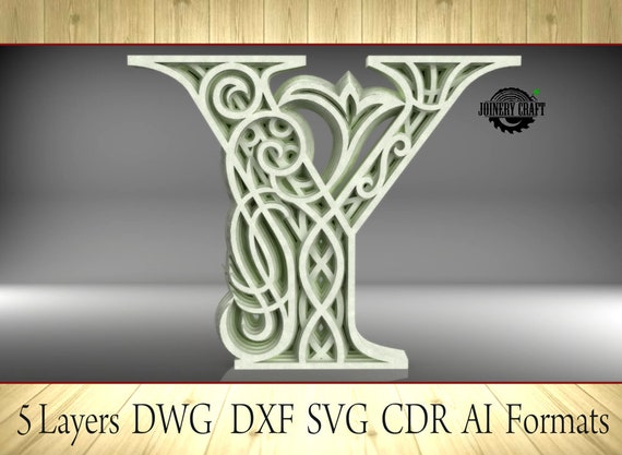 Multilayer Letter Y Home Decor DXF SVG Ai Cdr Dwg Vector - Etsy