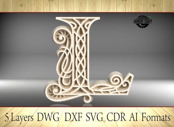 Multilayer Letter L Home Decor DXF SVG Ai Cdr Dwg Vector - Etsy