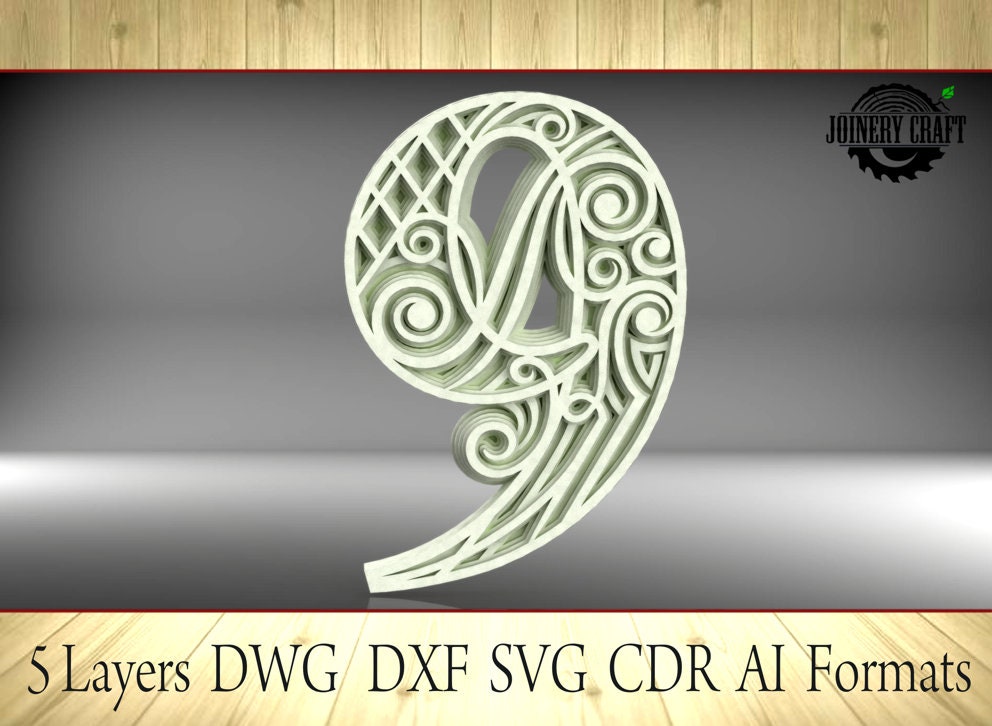 Multilayer Number 9 Home Decor DXF SVG Ai Cdr Dwg Vector - Etsy