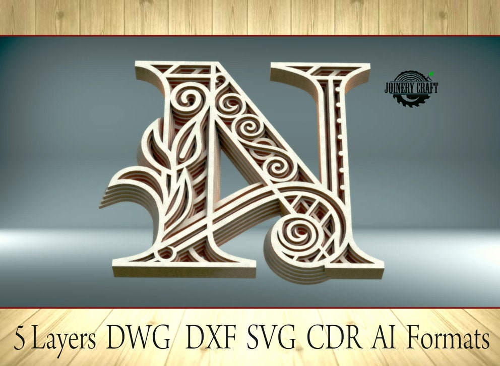 Multilayer Letter N Home Decor DXF SVG Ai Cdr Dwg Vector - Etsy