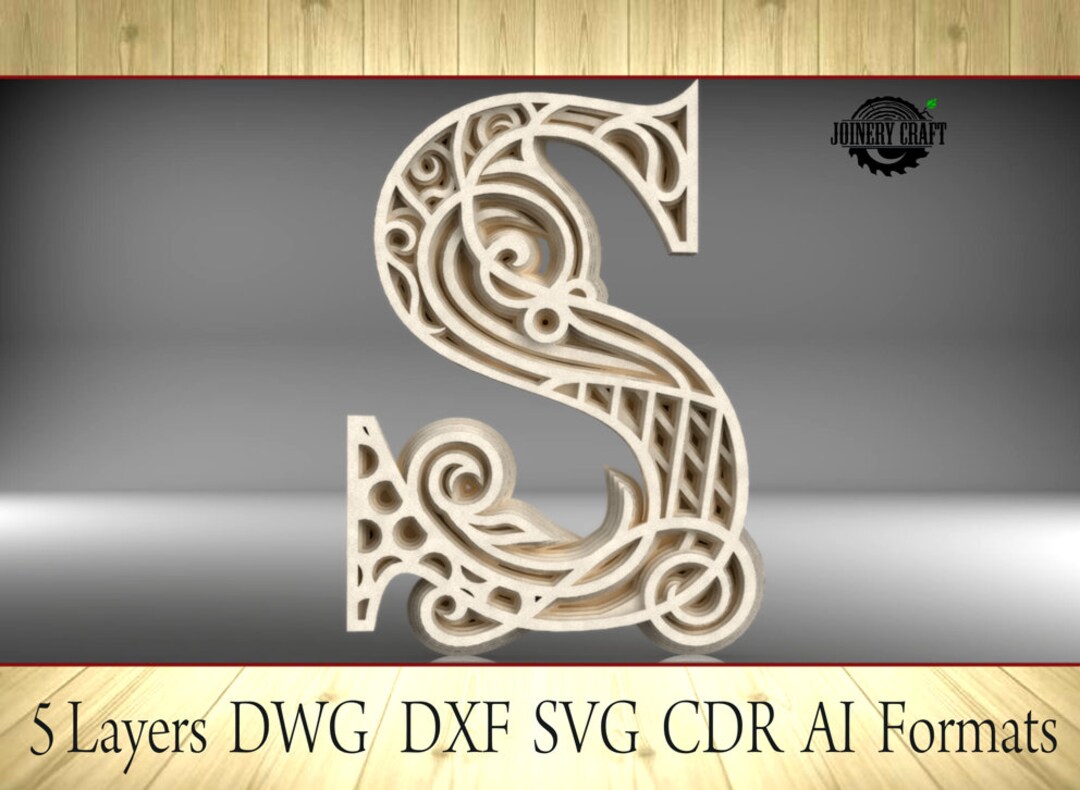 Multilayer Letter S, Home Decor, DXF, SVG, Ai, Cdr, Dwg Vector File ...
