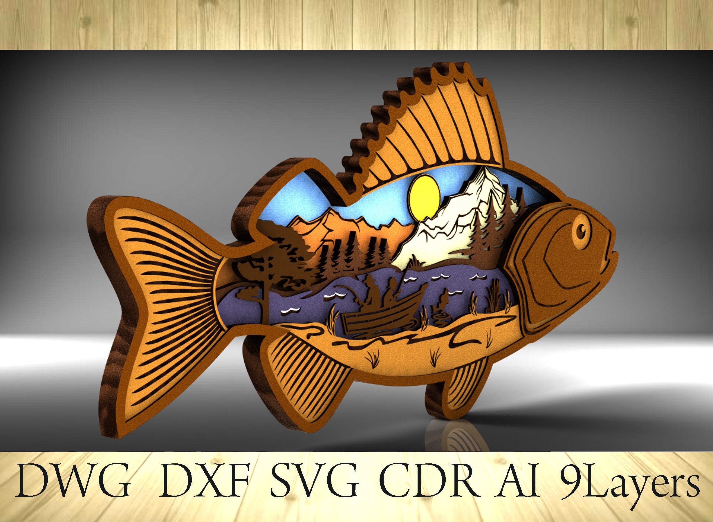 Multilayer Fish Mandala 9 Layers for Laser and Cutter Machines, Home ...