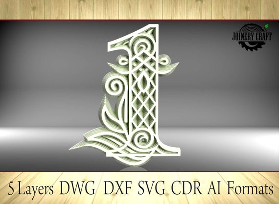 Multilayer Number 1 Home Decor DXF SVG Ai Cdr Dwg Vector - Etsy