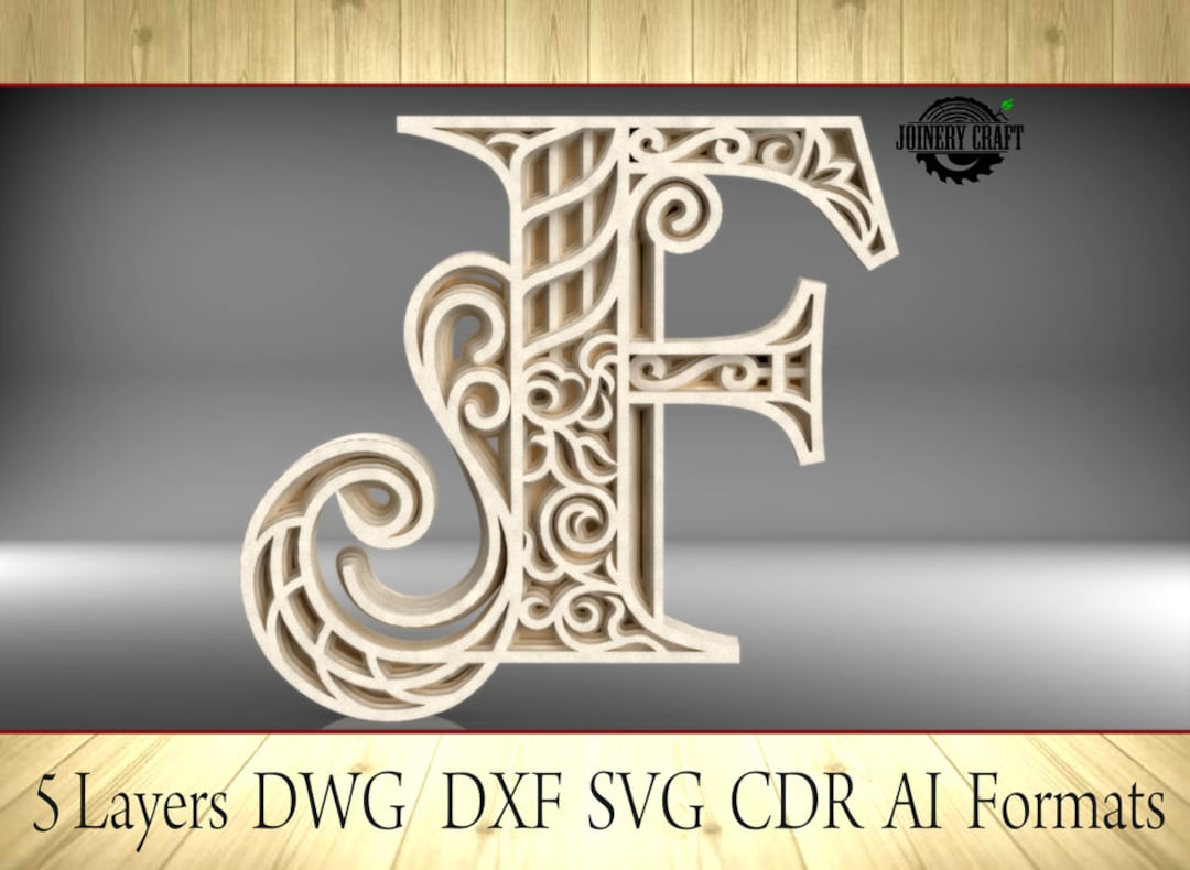 Multilayer Letter F, Home Decor, DXF, SVG, Ai, Cdr, Dwg Vector File ...