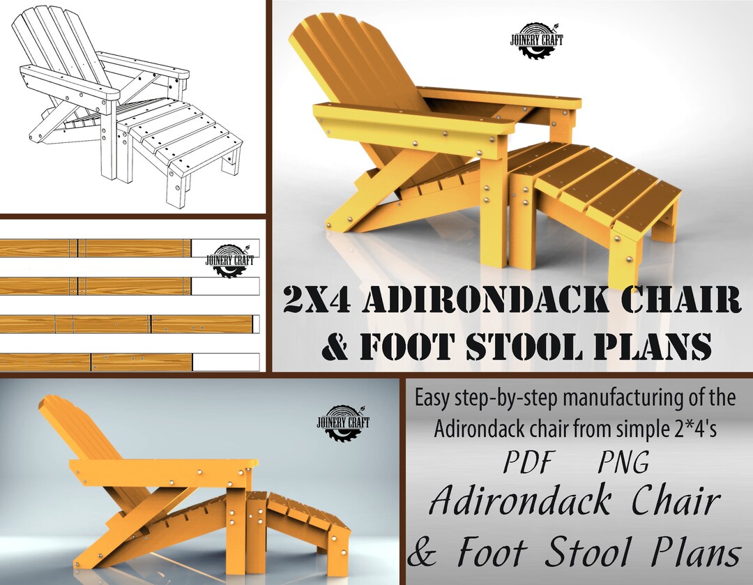 Adirondack Style Chair & Foot Stool Plans , Download, PDF, PNG Format ...