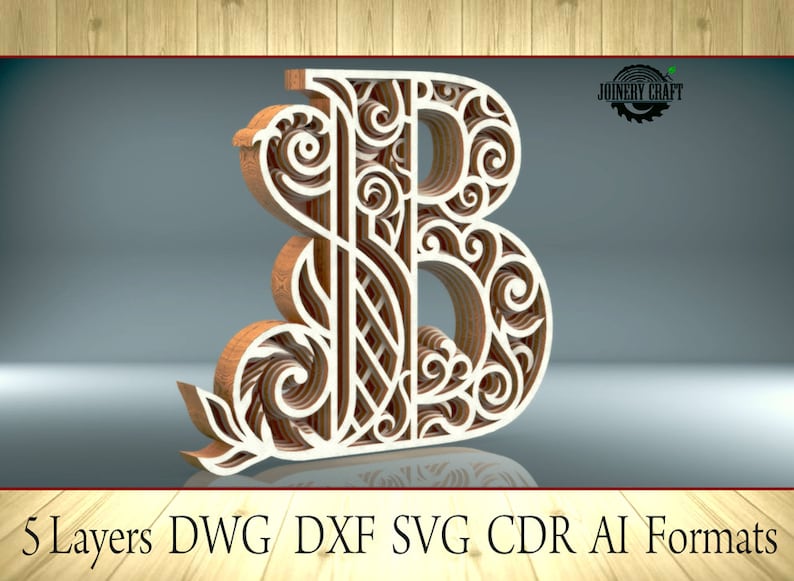 Multilayer Letter B Home Decor DXF SVG Ai Cdr Dwg Vector - Etsy