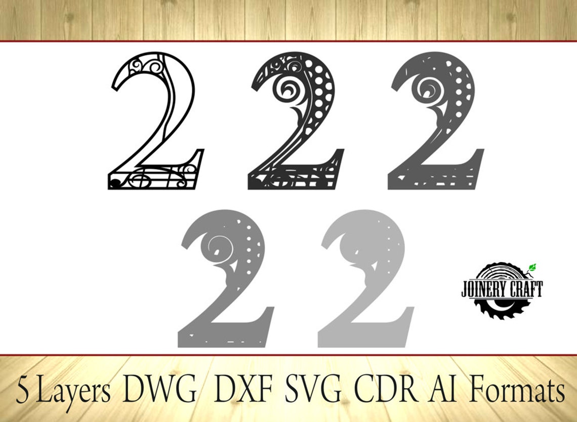 Multilayer Number 2 Home Decor DXF SVG Ai Cdr Dwg Vector - Etsy
