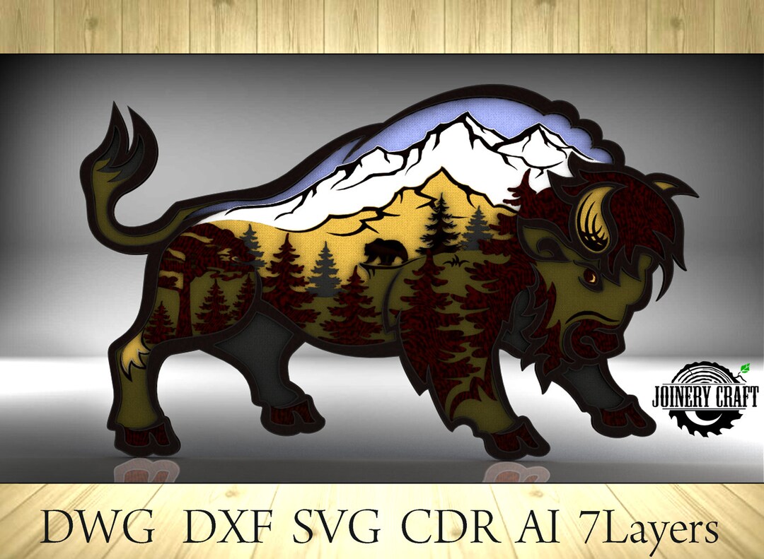 Multilayer Bison Mandala 7 Layers for Laser and Cutter Machines, Home ...