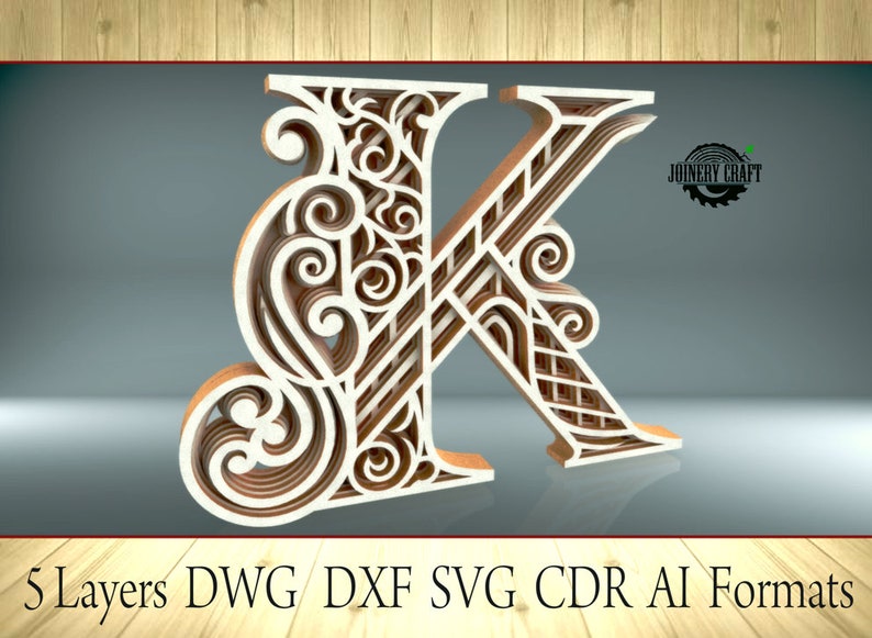 Multilayer Letter K Home Decor DXF SVG Ai Cdr Dwg Vector - Etsy