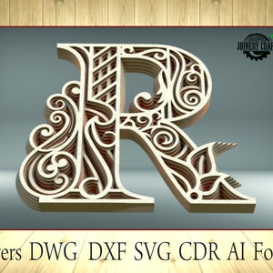 Multilayer Letter R, Home Decor, DXF, SVG, Ai, Cdr, Dwg Vector File ...