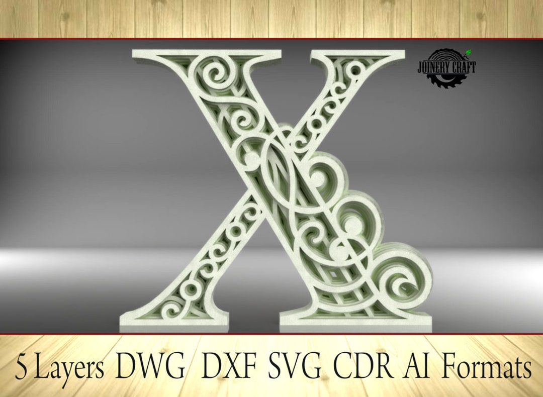 Multilayer Letter X, Home Decor, DXF, SVG, Ai, Cdr, Dwg Vector File ...