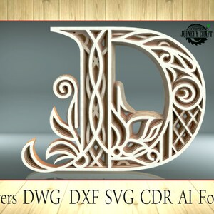 Multilayer Letter D, Home Decor, DXF, SVG, Ai, Cdr, Dwg Vector File ...