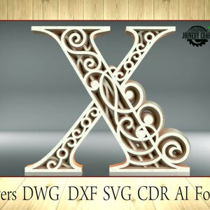 Multilayer Letter X, Home Decor, DXF, SVG, Ai, Cdr, Dwg Vector File ...