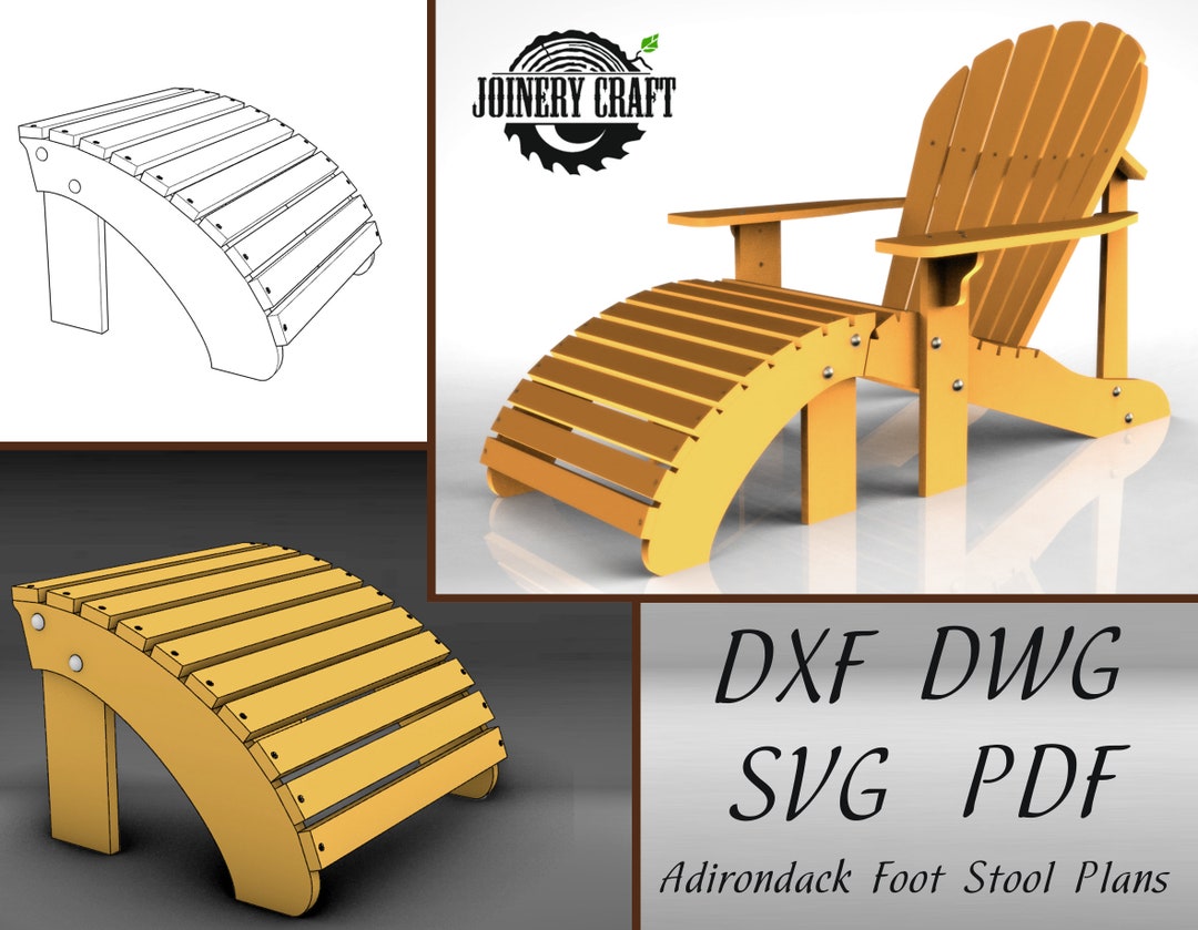 Adirondack Foot Stool Plans, Download, DXF, DWG, SVG, Pdf Format - Etsy