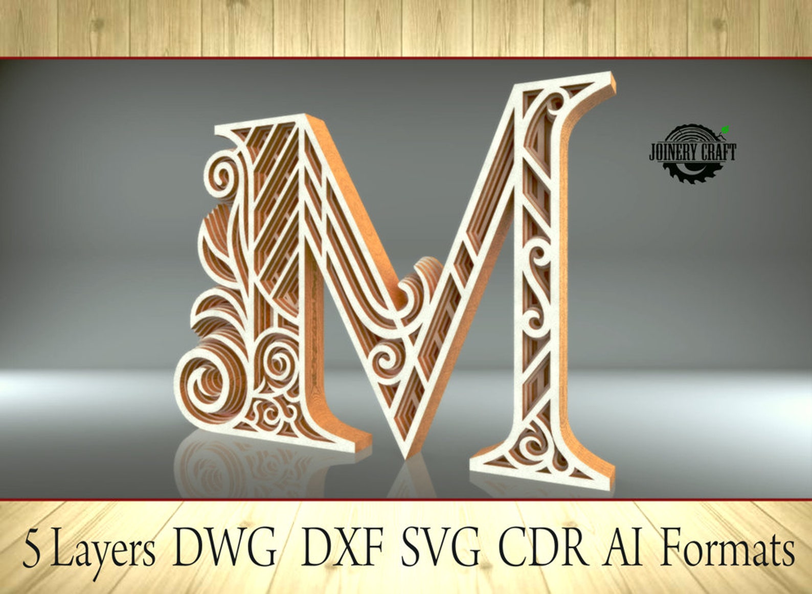 Multilayer Letter M, Home Decor, DXF, SVG, Ai, Cdr, Dwg Vector File ...