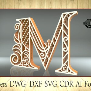 Multilayer Letter M, Home Decor, DXF, SVG, Ai, Cdr, Dwg Vector File ...
