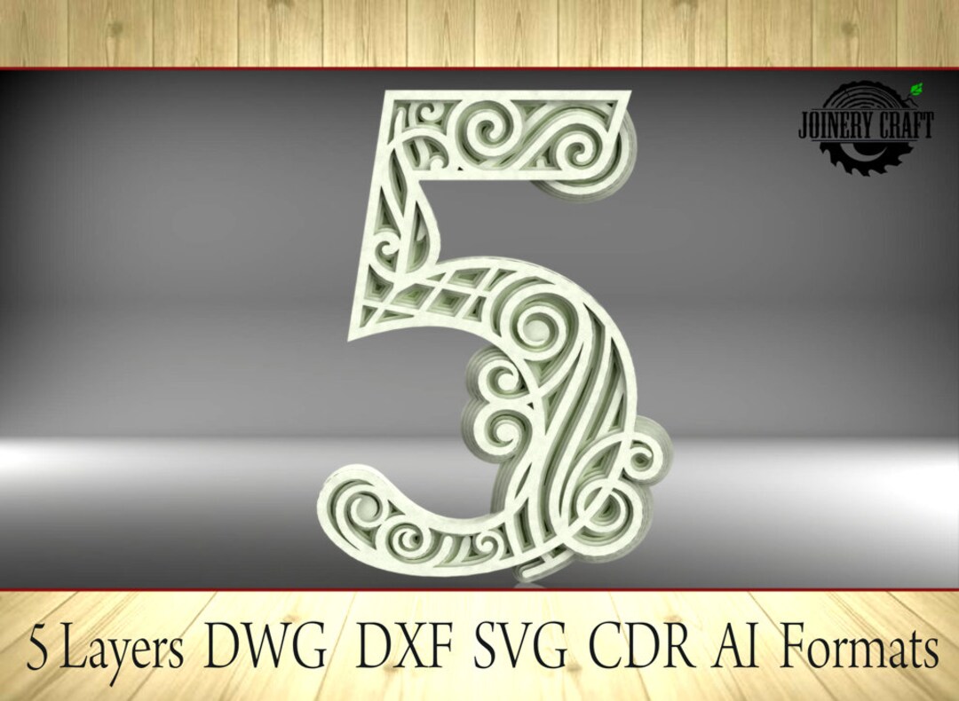 Multilayer Number 5 Home Decor, DXF SVG AI Vector File Format - Etsy