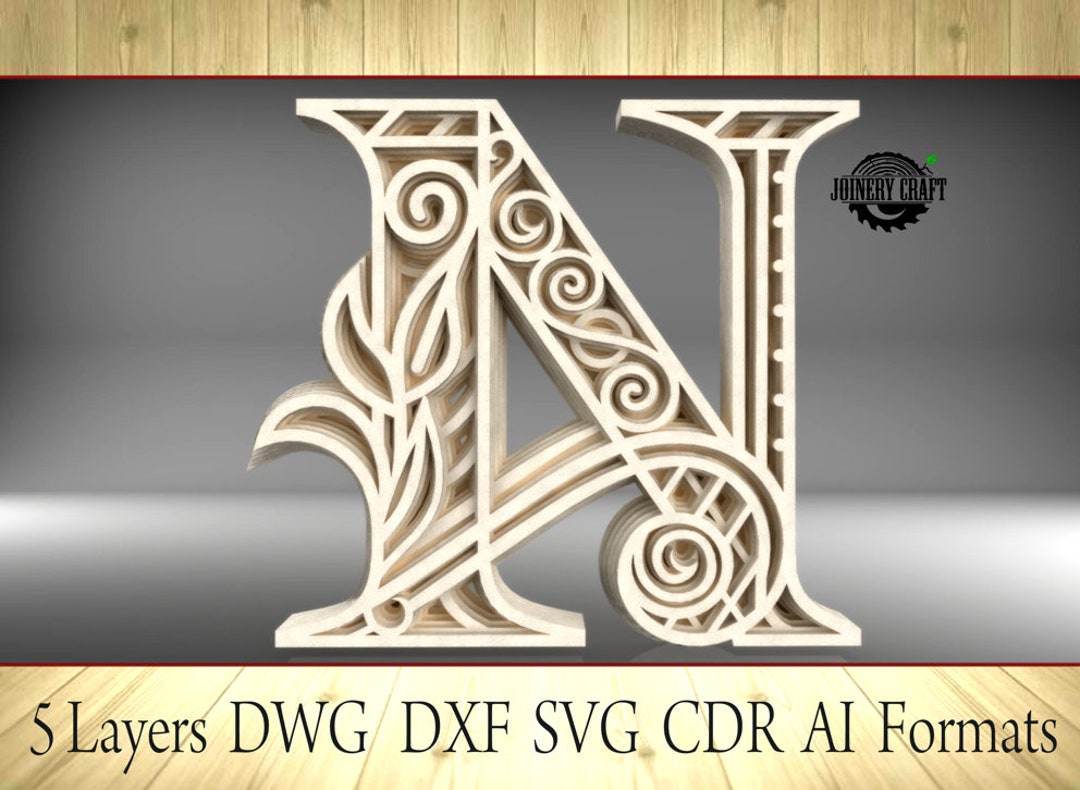 Multilayer Letter N, Home Decor, DXF, SVG, Ai, Cdr, Dwg Vector File ...