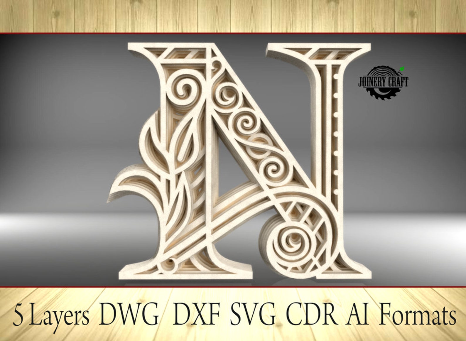 Multilayer Letter N, Home Decor, DXF, SVG, Ai, Cdr, Dwg Vector File ...