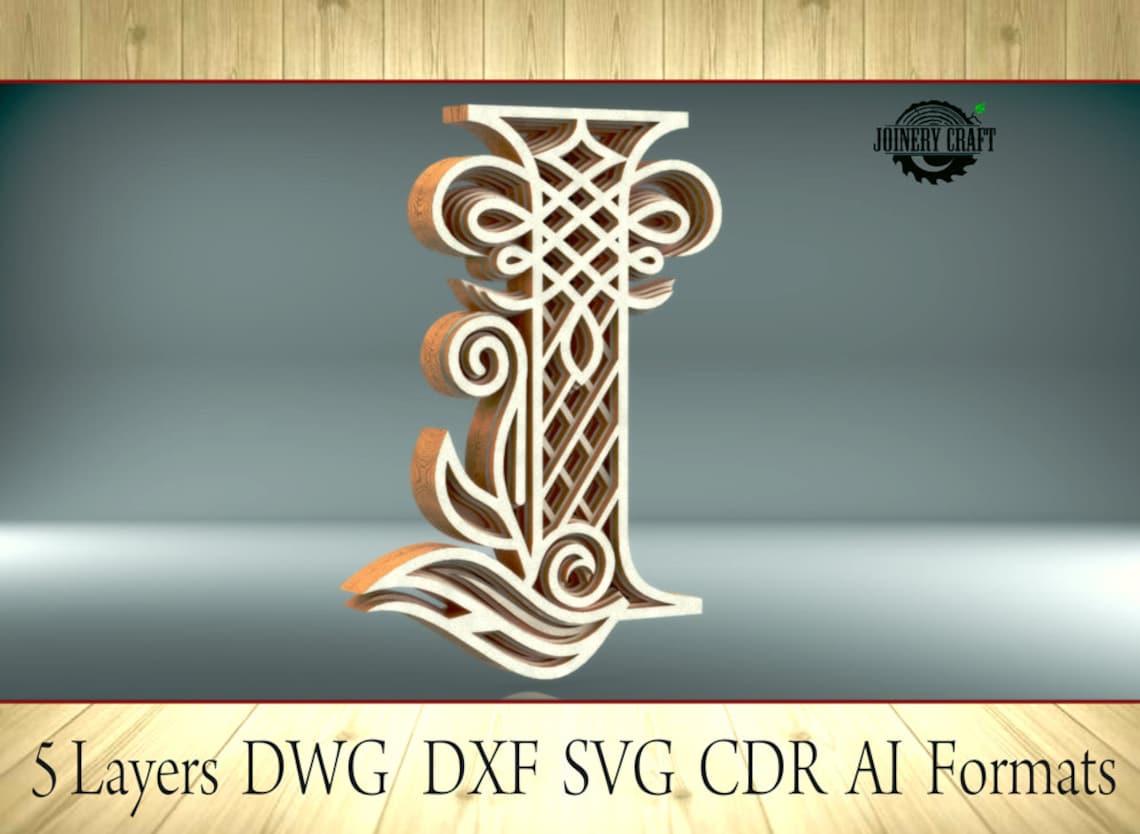 Multilayer Letter I Home Decor DXF SVG Ai Cdr Dwg Vector - Etsy